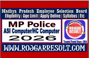 MP Police ASI and Head Constable Computer Result 2026
