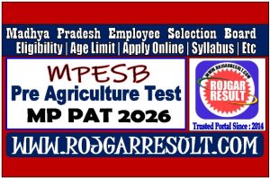 MPESB Pre Agriculture Test PAT Result 2026