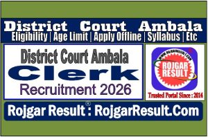 District Court Ambala Clerk Recruitment 2026