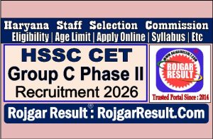 HSSC Group C CET Phase II Online Form 2026 for 1238 Post